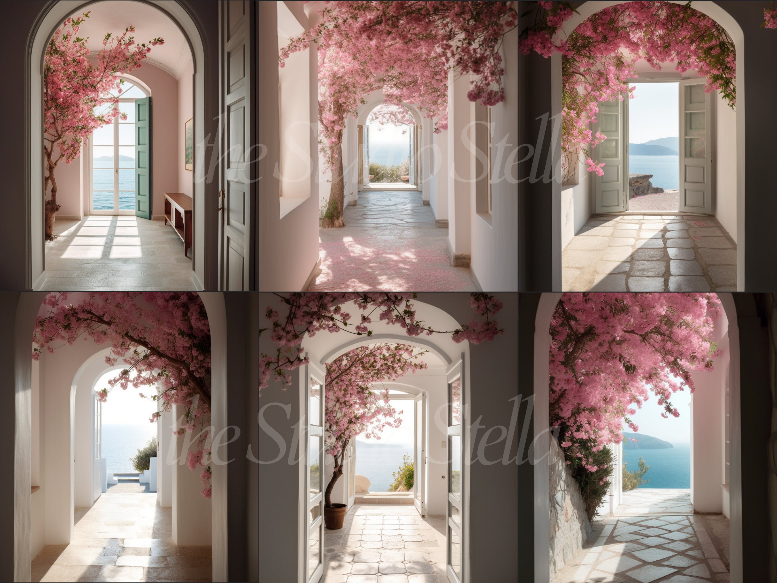 Grecian Bloom Floral Backdrop, Greek Boho Digital Backdrops for ...