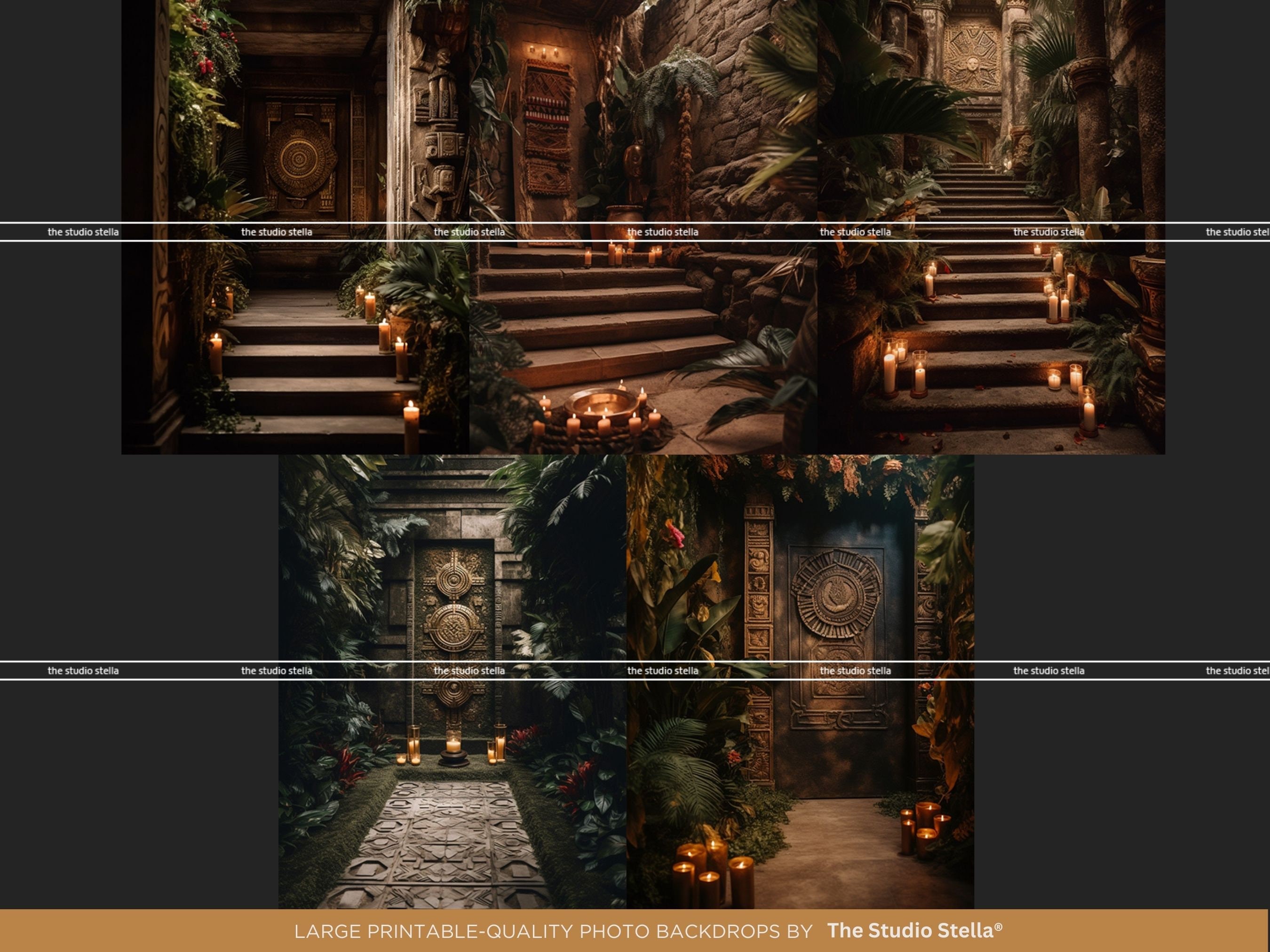 Gold and Colorful Jungle Bontanic Backdrop Pack - 20 High-quality ...