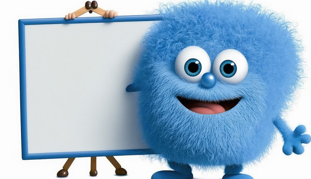 PNG Blue Fuzzy Monster Image Holding Sign for Children's Party Material ...