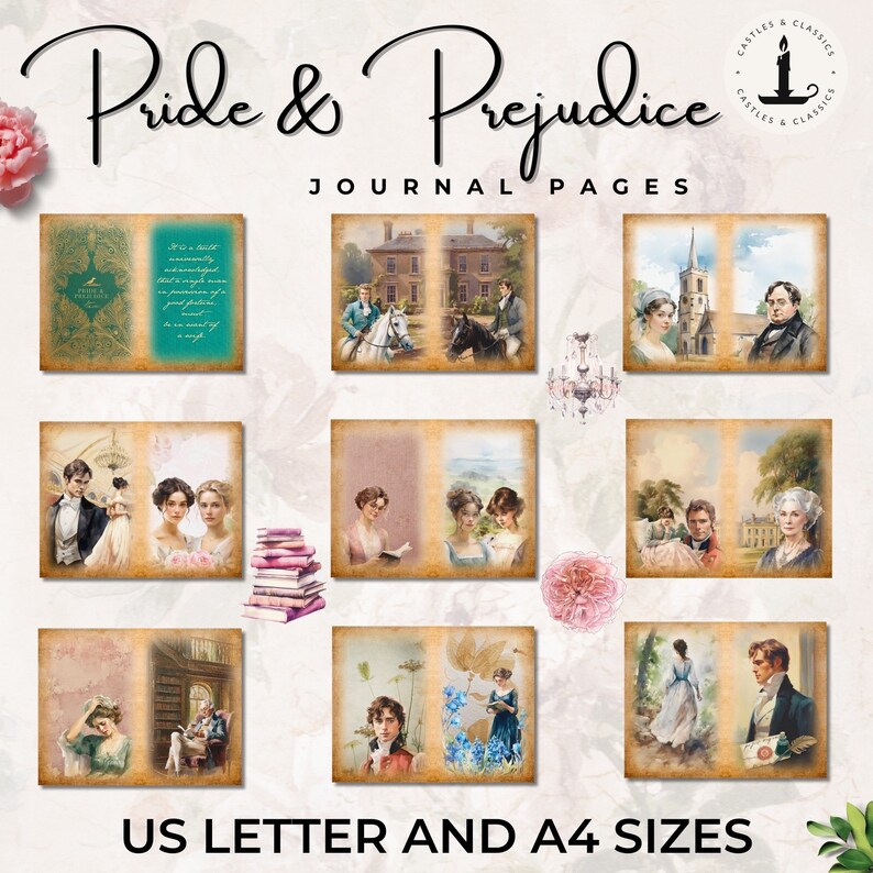 Pride and Prejudice, Junk Journal Digital Kit, Scrapbooking Supplies ...