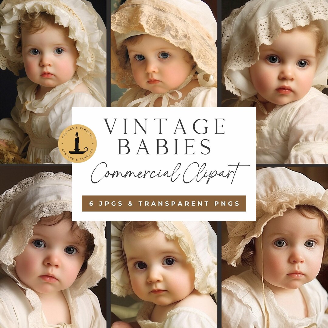 Vintage BABIES Commercial Use Clipart for Cards Christening Instant ...