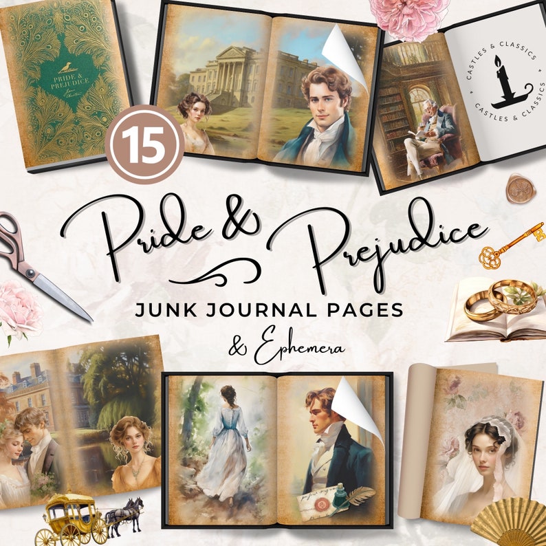 Pride and Prejudice, Junk Journal Digital Kit, Scrapbooking Supplies ...