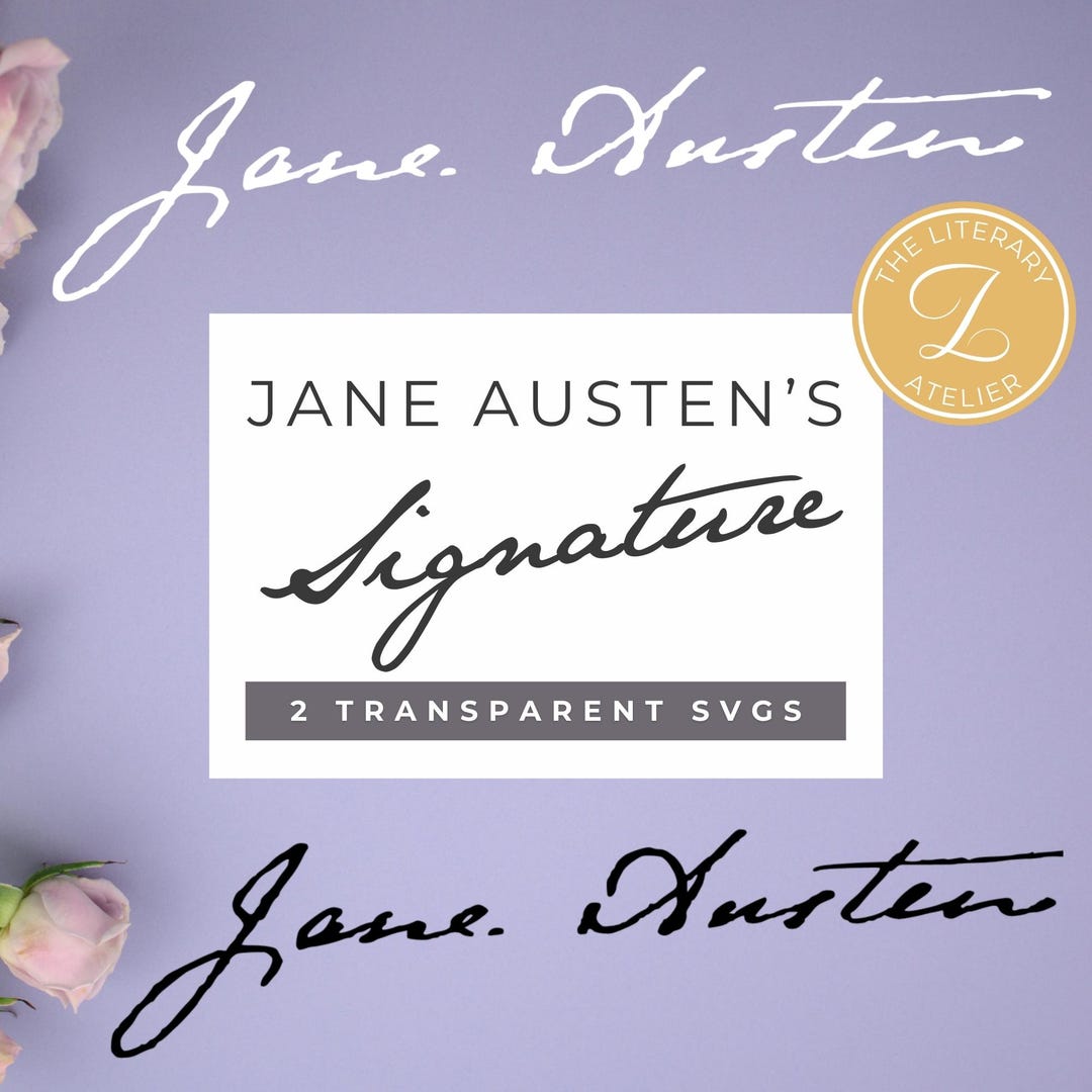 JANE AUSTEN SVG Signature Clipart Pride and Prejudice Commercial Use ...
