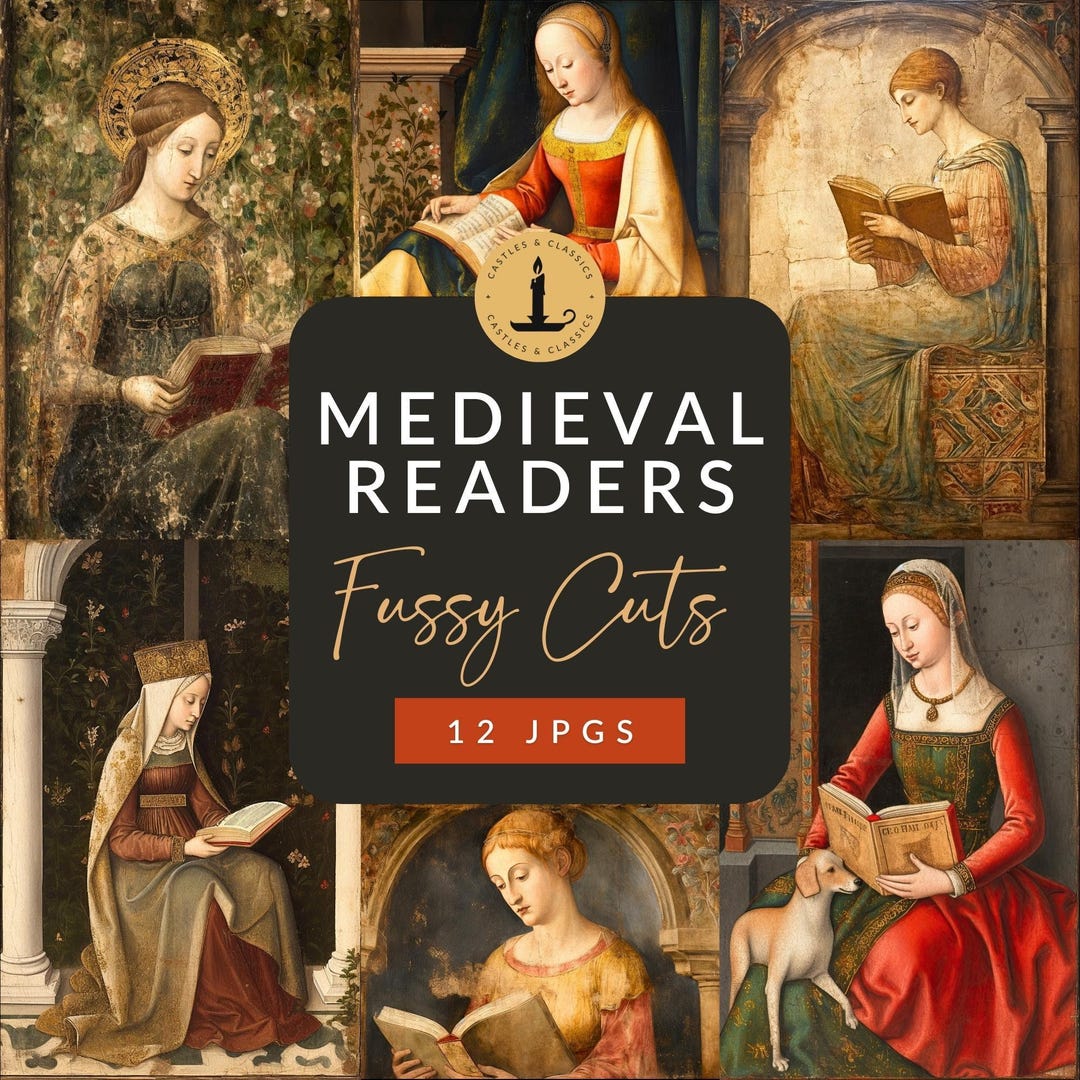 Medieval Readers Fussy Cuts Pages, Junk Journal Fussy Cut, Mediaeval ...