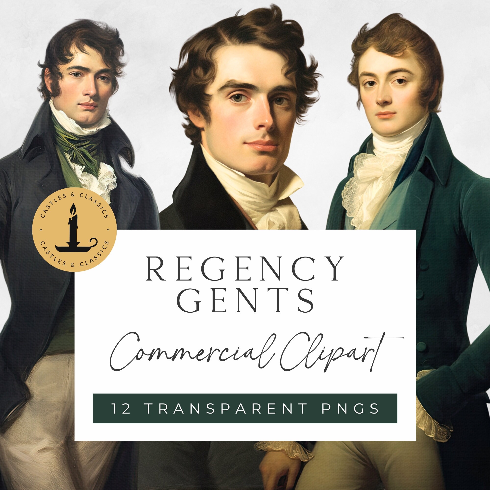 Regency Gents Commercial Use Clipart Jane Austen Mr Darcy Ephemera ...