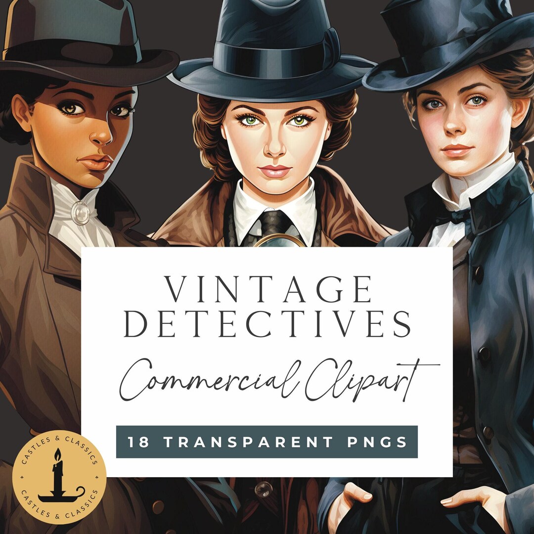 Vintage Detective Commercial Use Clipart Cartoon Illustration Women ...