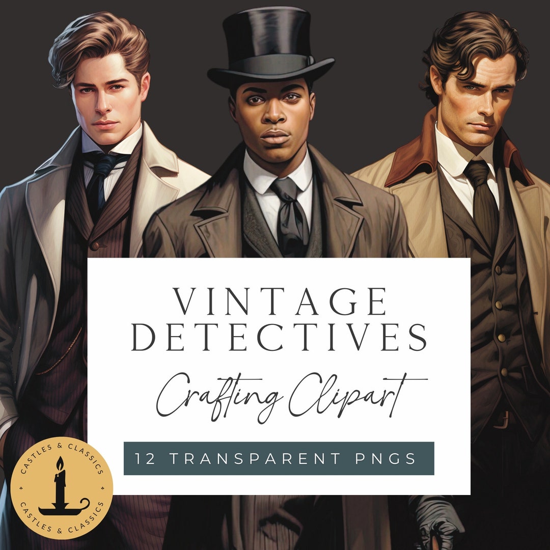 Vintage Detective Crafting Clipart Ephemera Bundle Detectives Victorian ...