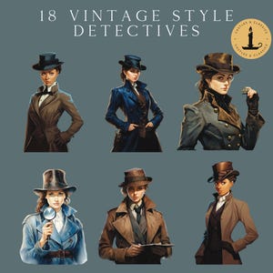 Vintage Detective Commercial Use Clipart Cartoon Illustration Women ...