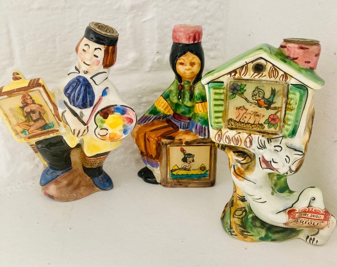 Vintage Italian Ceramic Liquor Bottles Venetian Drioli Ceramic ...