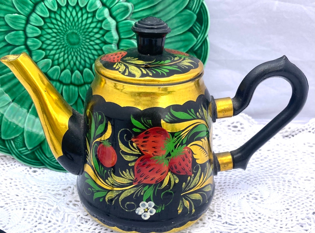 Vintage Russian Teapot, Barge Boat Ware, Gypsy Ware, Hand Made Painted ...
