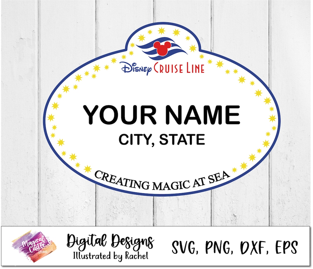 Cruise Name Tag Cut File, Wish, Cruise Line, Cast Member Badge, Name ...