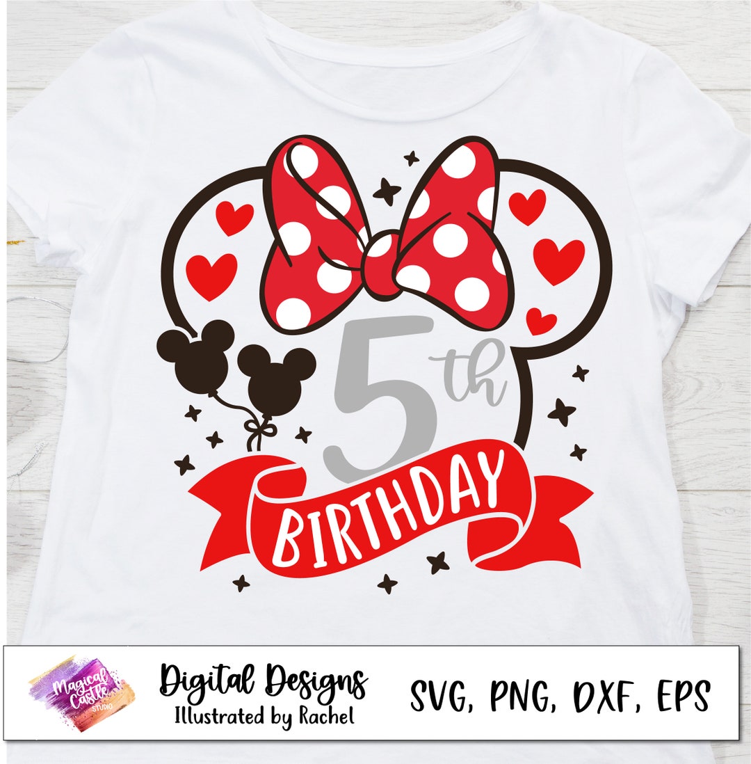 My 5th Birthday Svg, Fifth Birthday Girl, Birthday Girl Svg, Disneyland Birthday Trip, Family ...
