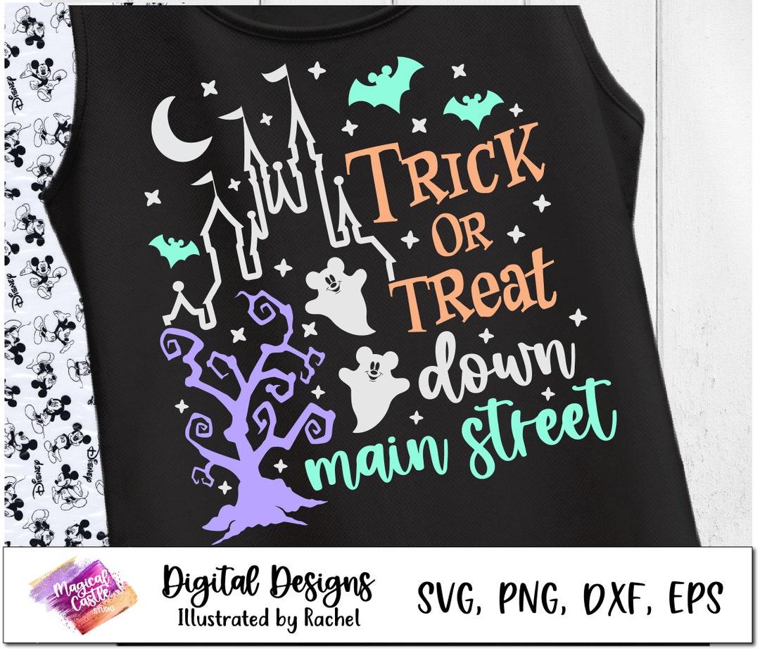 Trick or Treat Down Main Street Svg, Spooky Castle Svg, Mouse Halloween ...