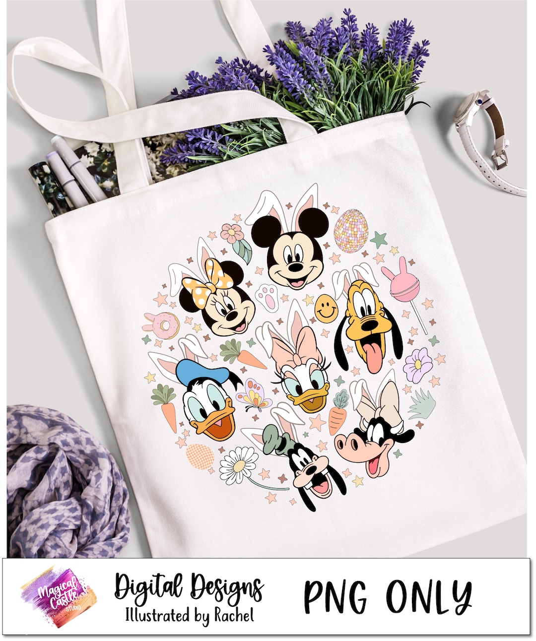 Minnie Happy Easter, Boho Easter, Mickey Happy Easter PNG, Retro Easter ...