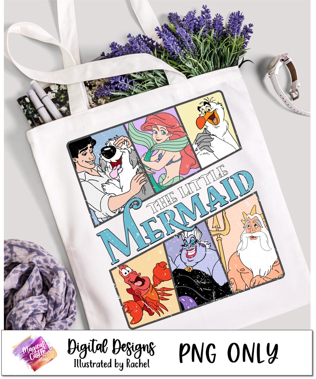 Retro Little Mermaid 300 DPI, Arial PNG, Eric Triton Png, Family Vaca ...