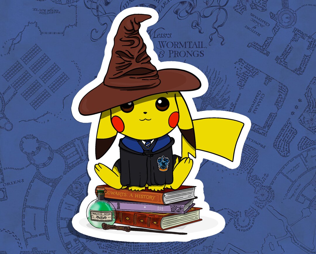 Pikachu in Ravenclaw Attire on Hogwarts Tomes, Enchanting Harry Potter ...
