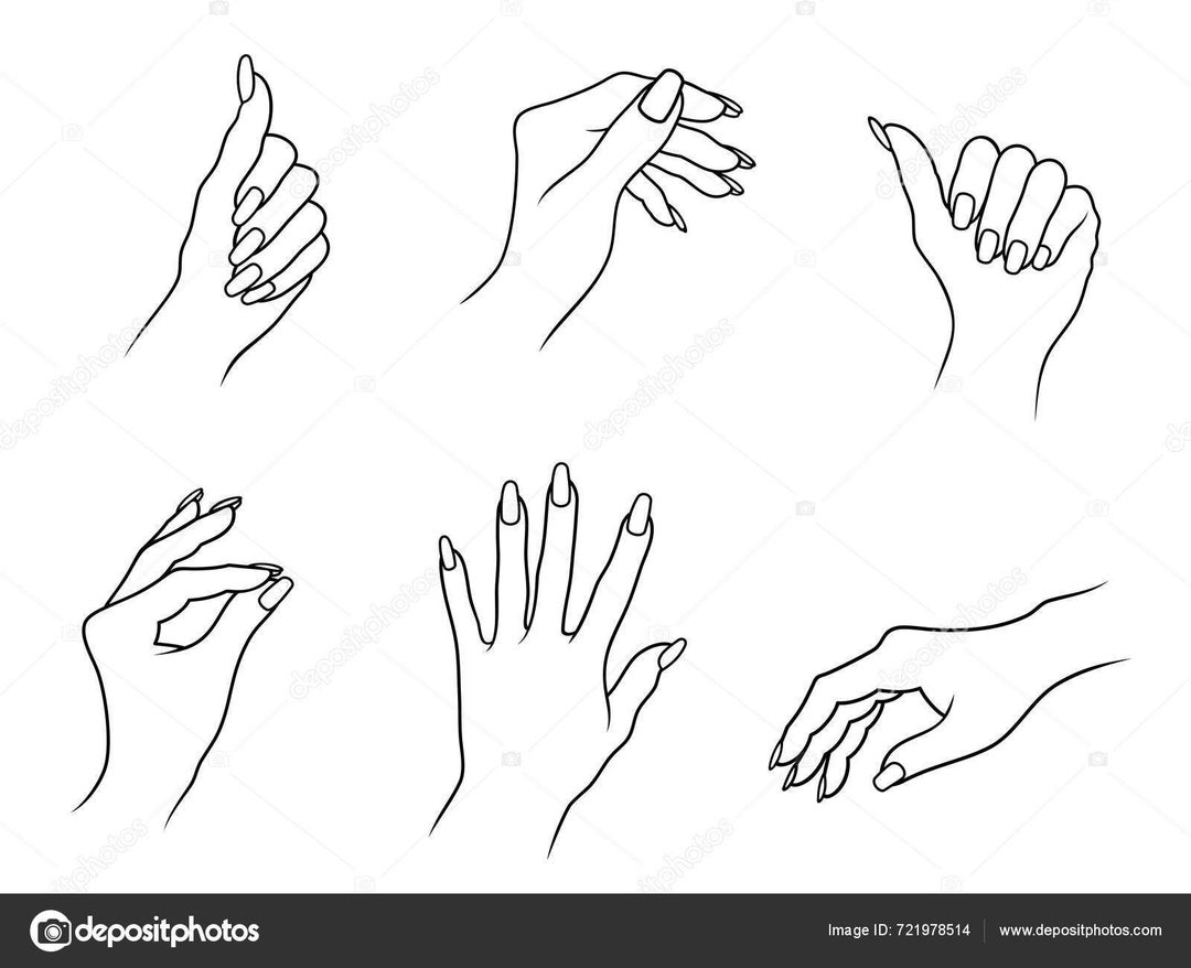 Manicure Bundle SVG. Female Hands With Nails Outline Template, Sample ...