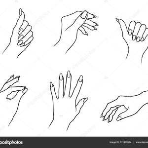 Manicure Bundle SVG. Female Hands With Nails Outline Template, Sample ...