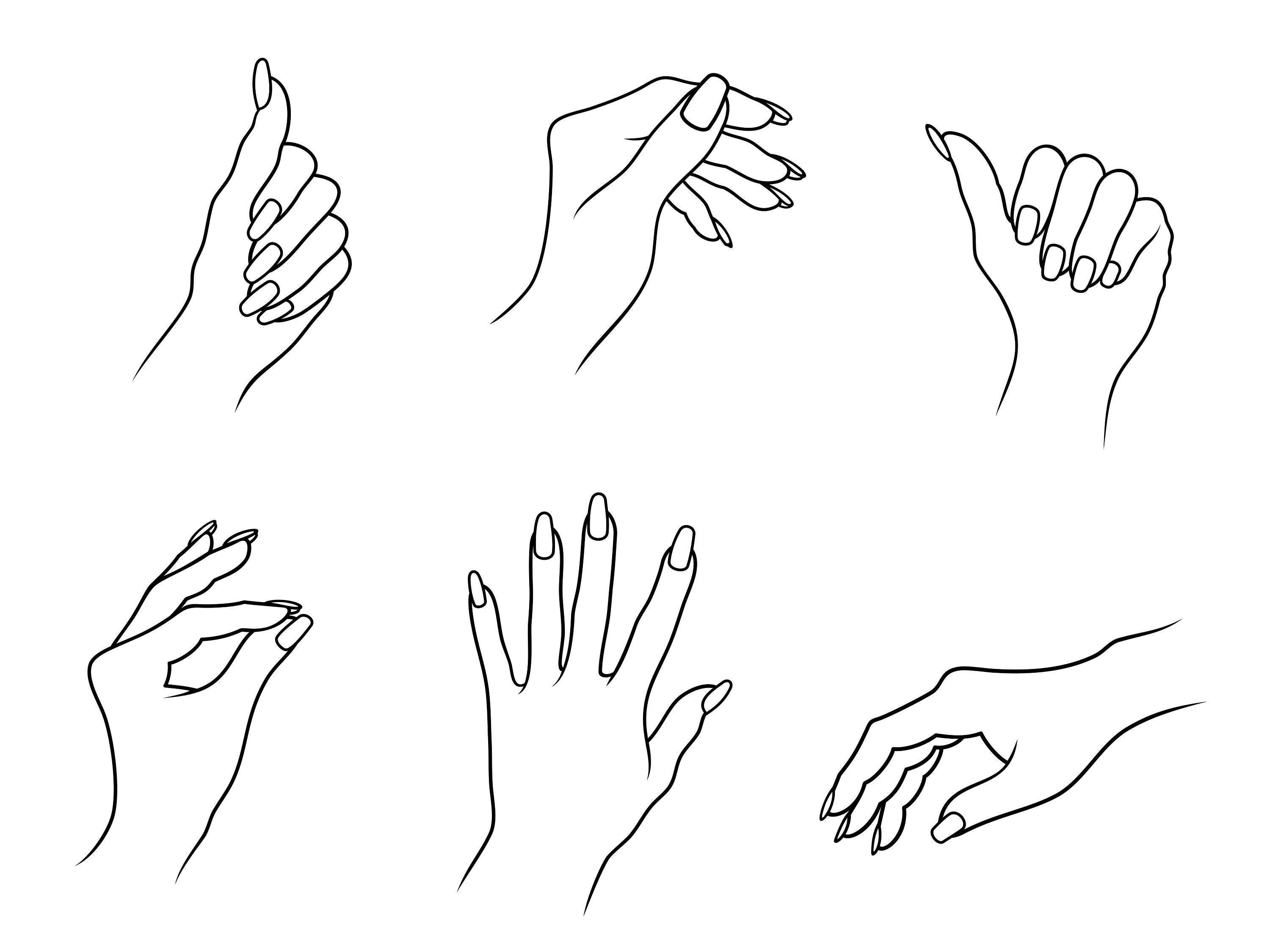 Manicure Bundle SVG. Female Hand Outline Template Decal Cutfile for ...