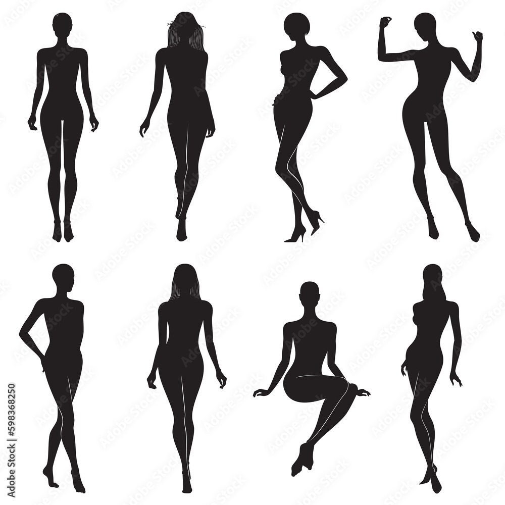 Women Body Silhouettes Bundle SVG. Female Figure Template, Clip Art ...