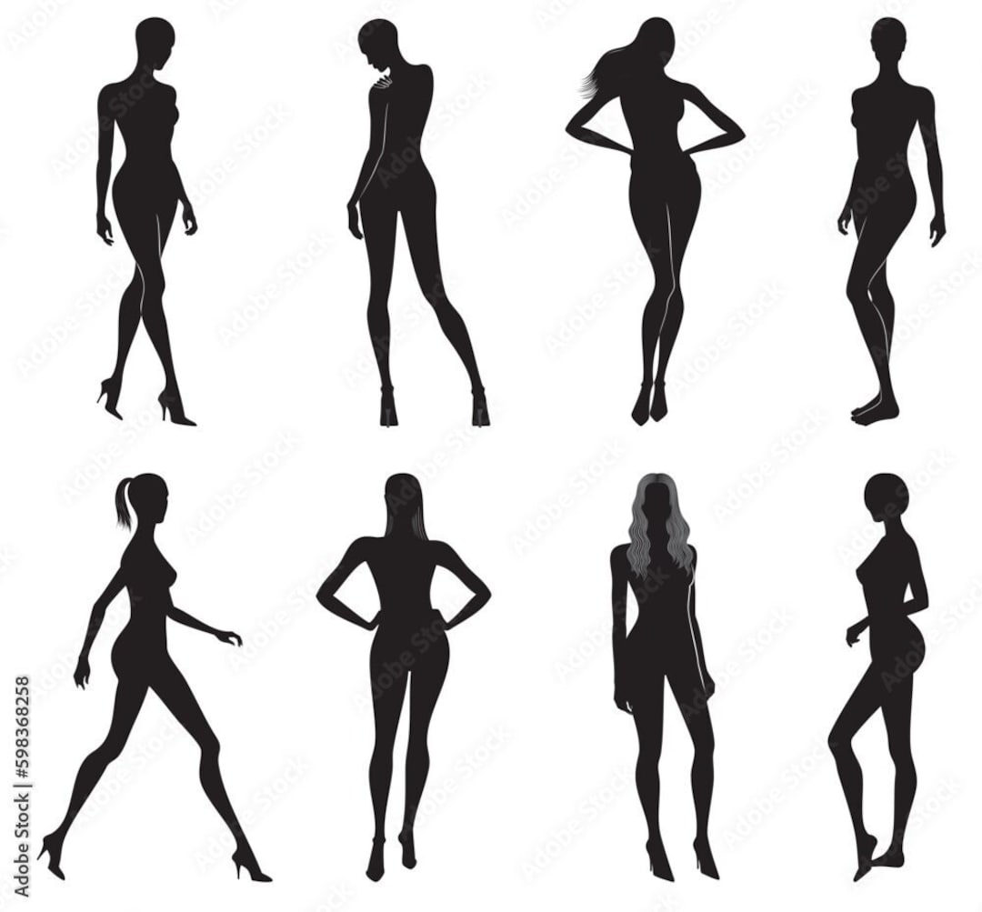 Posing Girls Bundle SVG. Female Human Figure Template, Clip Art ...