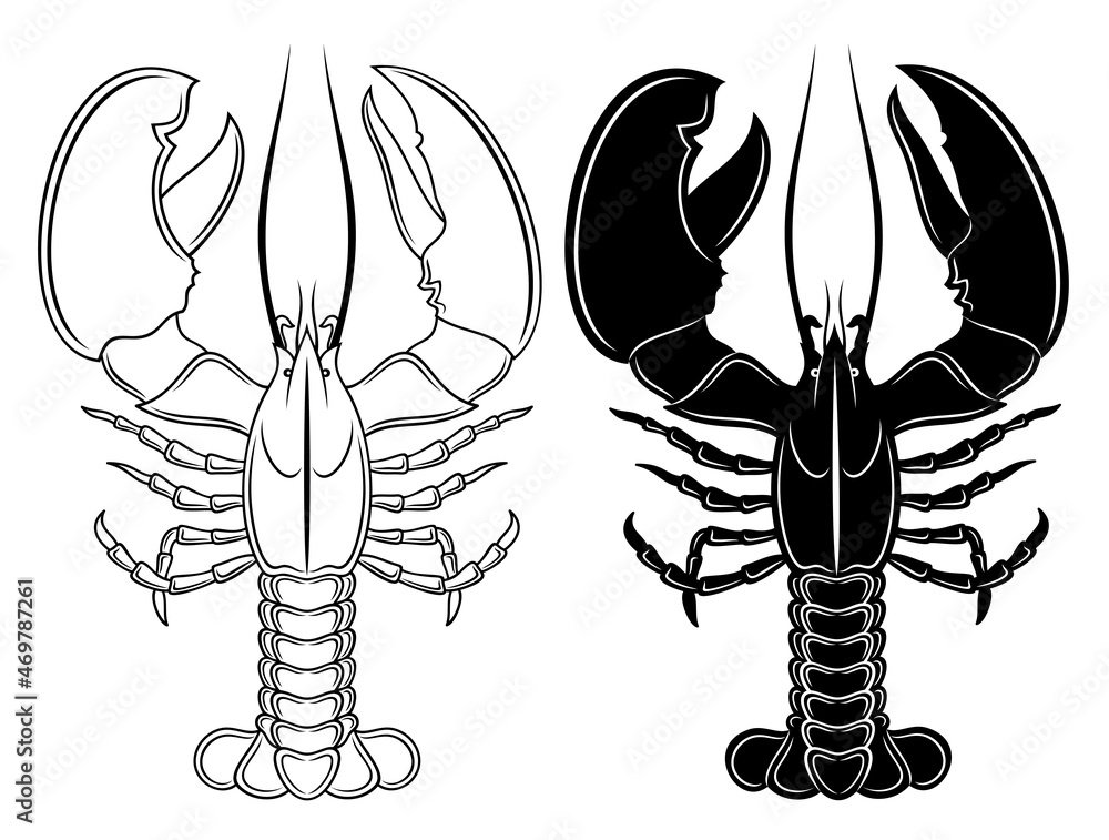 Lobster Bundle SVG. Crustacean Outline Stencil, Clip Art. Detailed Crab ...