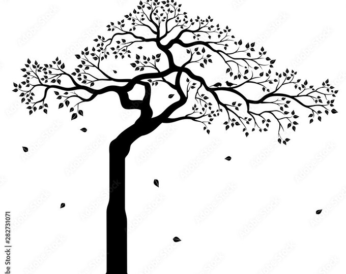 Tree Branch SVG. Birds on Tree Silhouette Template, Stencil, Pattern ...