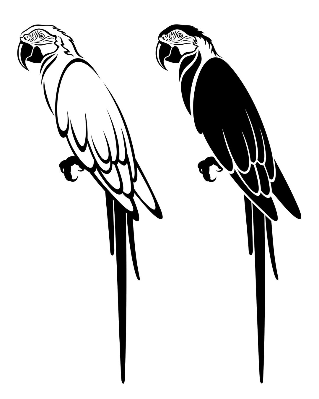 Papagei Ara SVG. Vogel Umriss Silhouette ClipArt. Ara Macao - Etsy.de