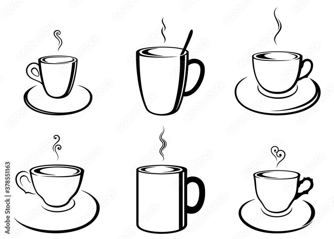 Coffie, Tea Cup Bundle SVG. Hot Beverage Sample, Clip Art. Mug ...