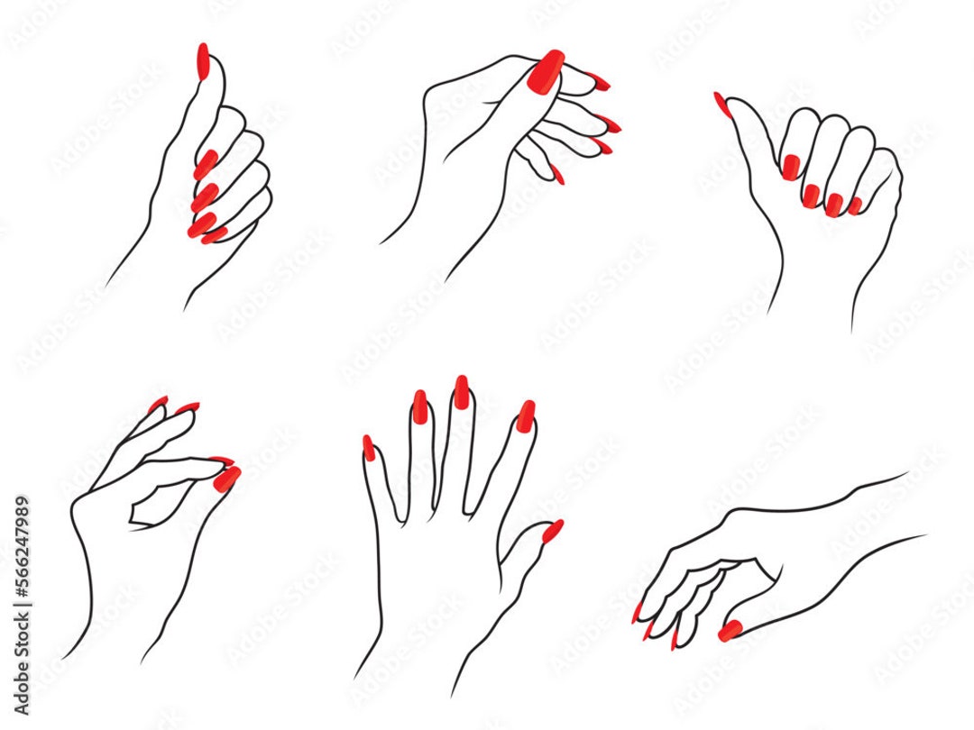 Manicure Bundle SVG. Female Hand Outline Template Decal Cutfile for ...