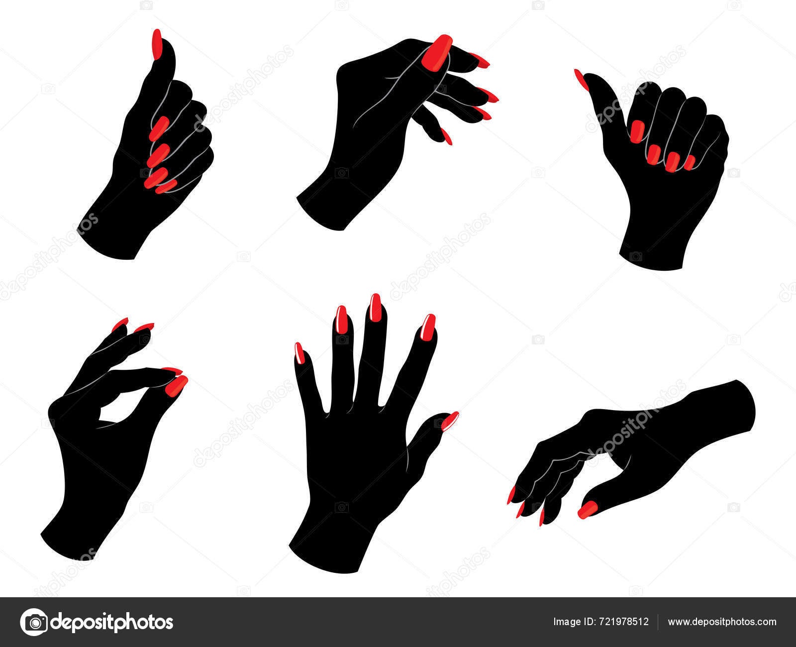 Manicure Bundle SVG. Female Hands With Nails Outline Template, Sample ...