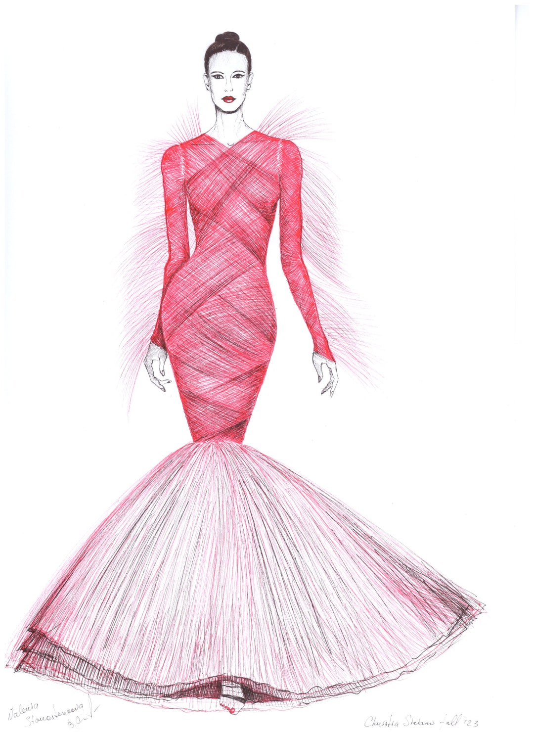 Hand Drawn With Ink Pen/liner Original Fashion Illustration of - Etsy