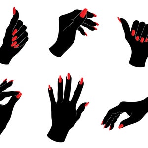 Manicure Bundle SVG. Female Hand Outline Template Decal Cutfile for ...