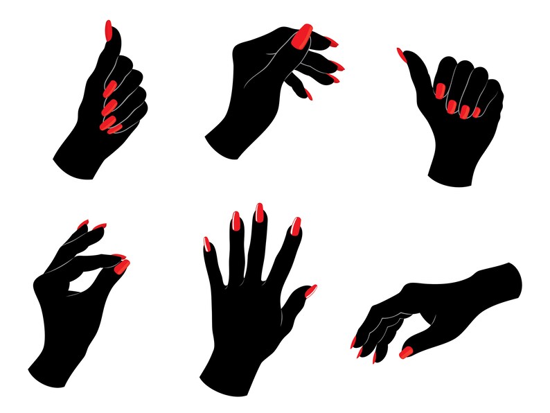 Manicure Bundle SVG. Female Hand Outline Template Decal Cutfile for ...