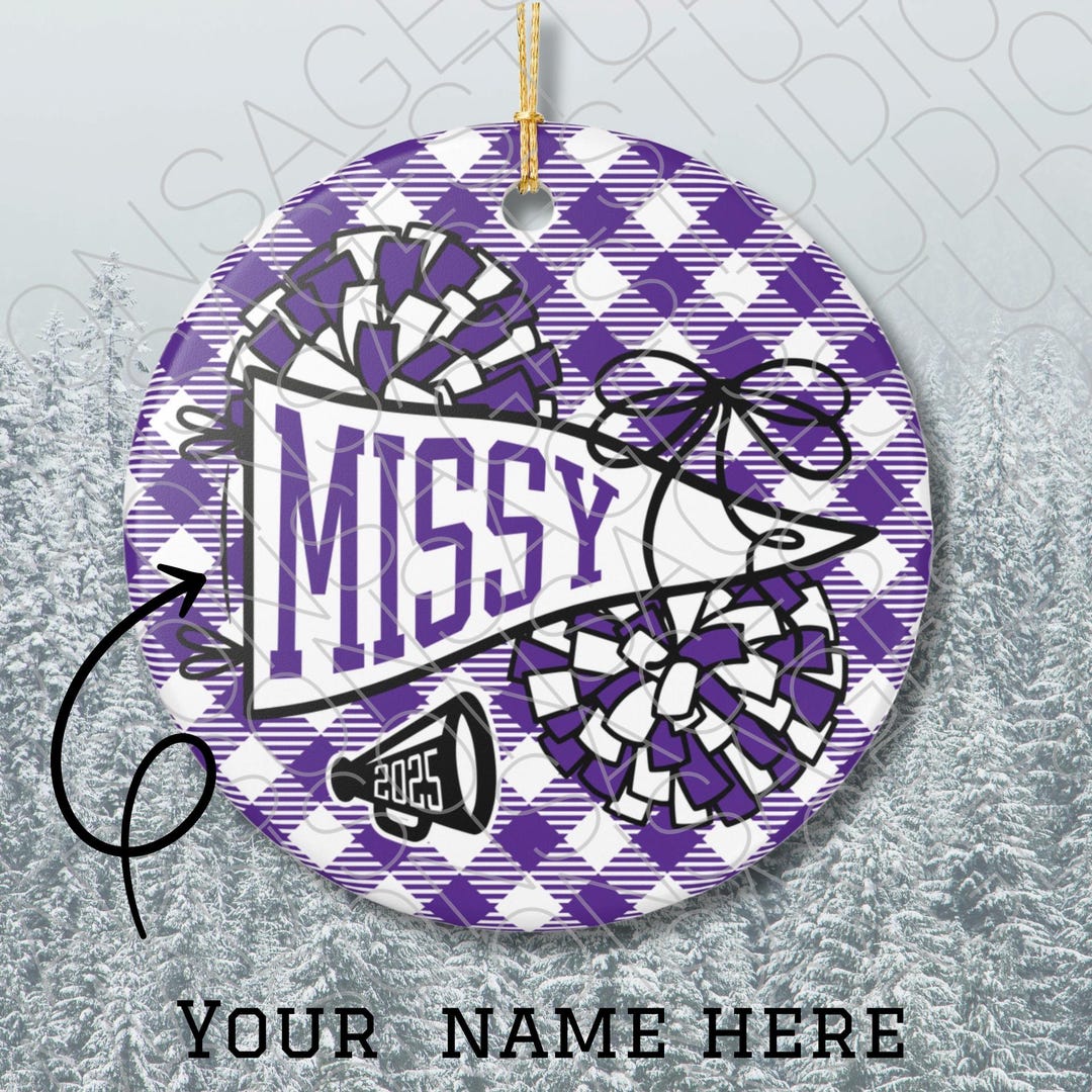Personalized Cheer Ornament - Custom Cheerleader Gift 2025 - Purple ...