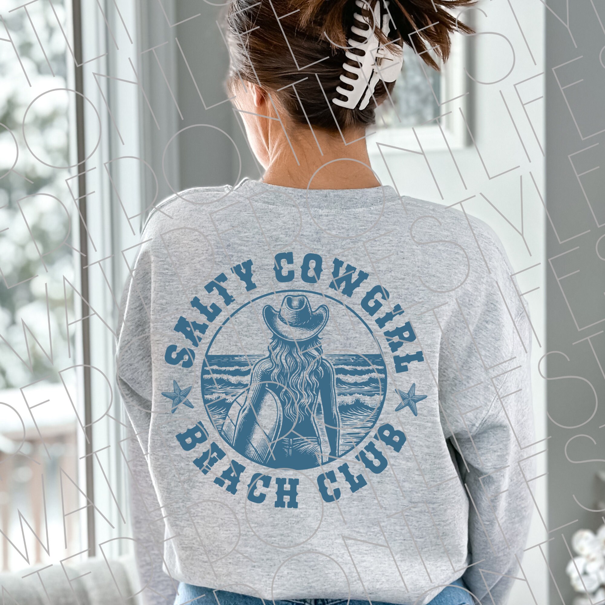 Blue Coastal Cowgirls PNG SVG, Printable Western Salty Cowgirl Surfer Digital Download, Retro ...