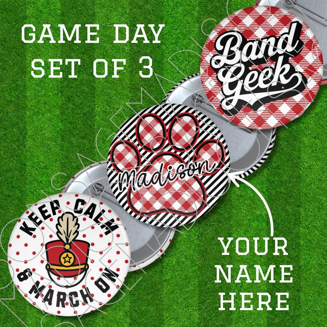 Marching Band Button Set – Custom Name Paw Print – Band Geek – Keep ...