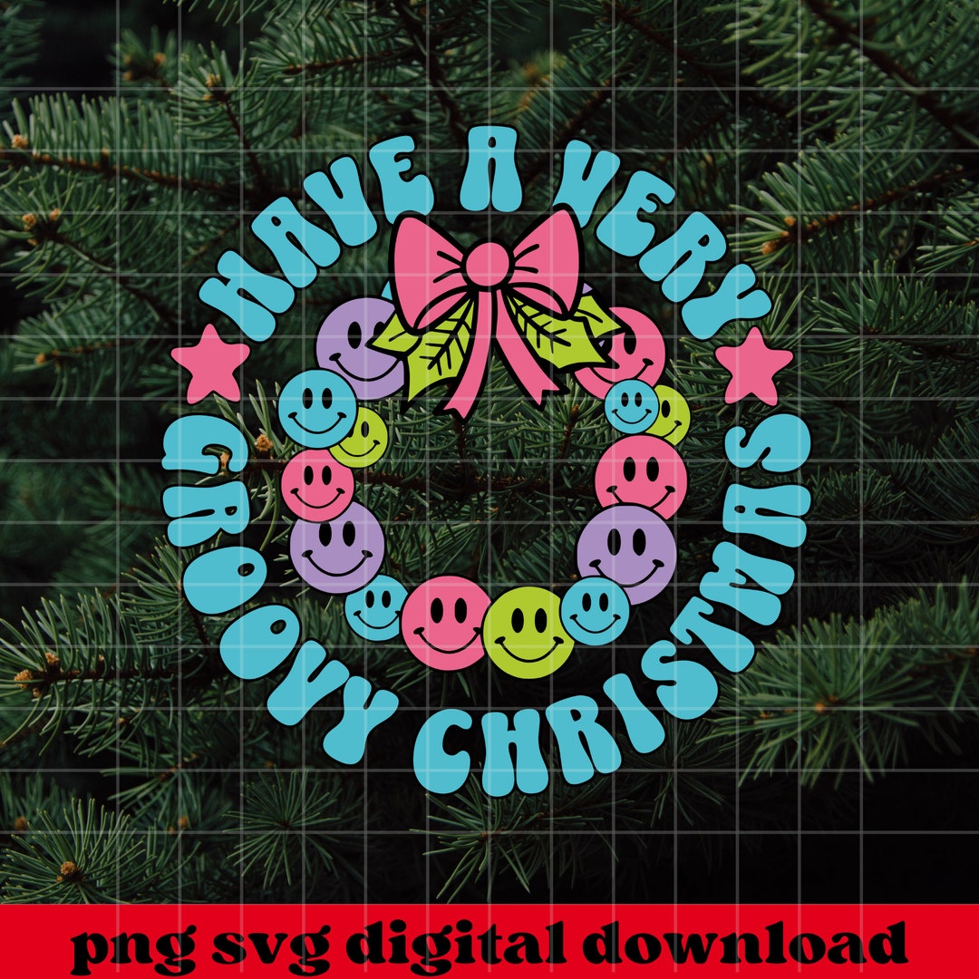 Retro Groovy Christmas PNG, Groovy Christmas Smile SVG, Retro Smile ...