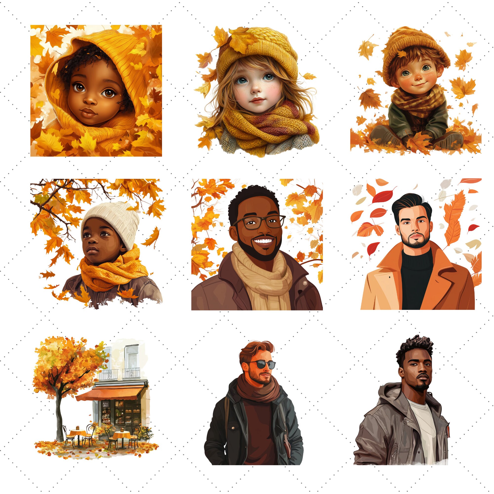 Autumn Collection 50 PNG Clip Art Bundle | Fall Leaves, Pumpkins, Cozy ...