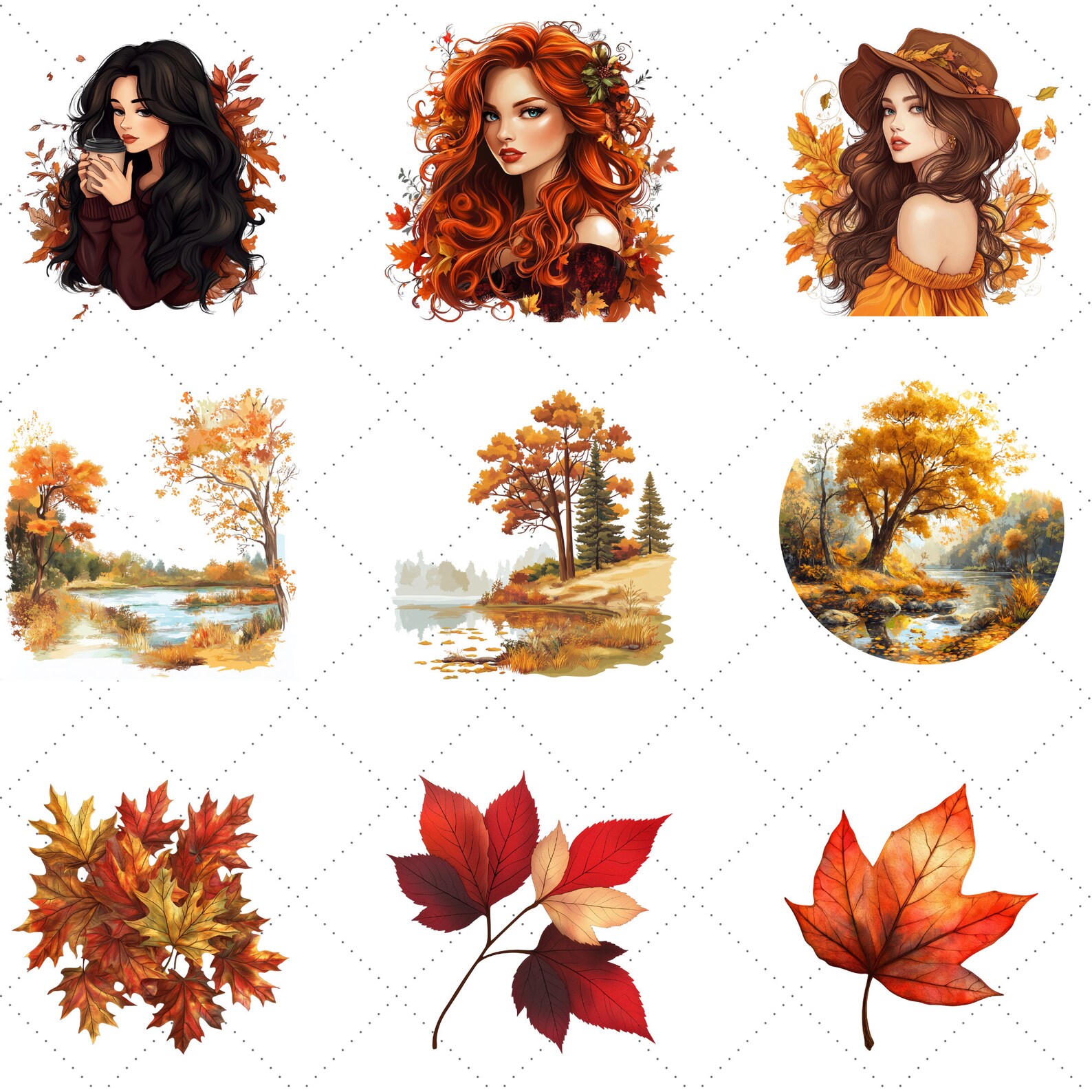 Autumn PNG Clip Art Bundle: Fall Leaves, Pumpkins (digital Download) - Etsy