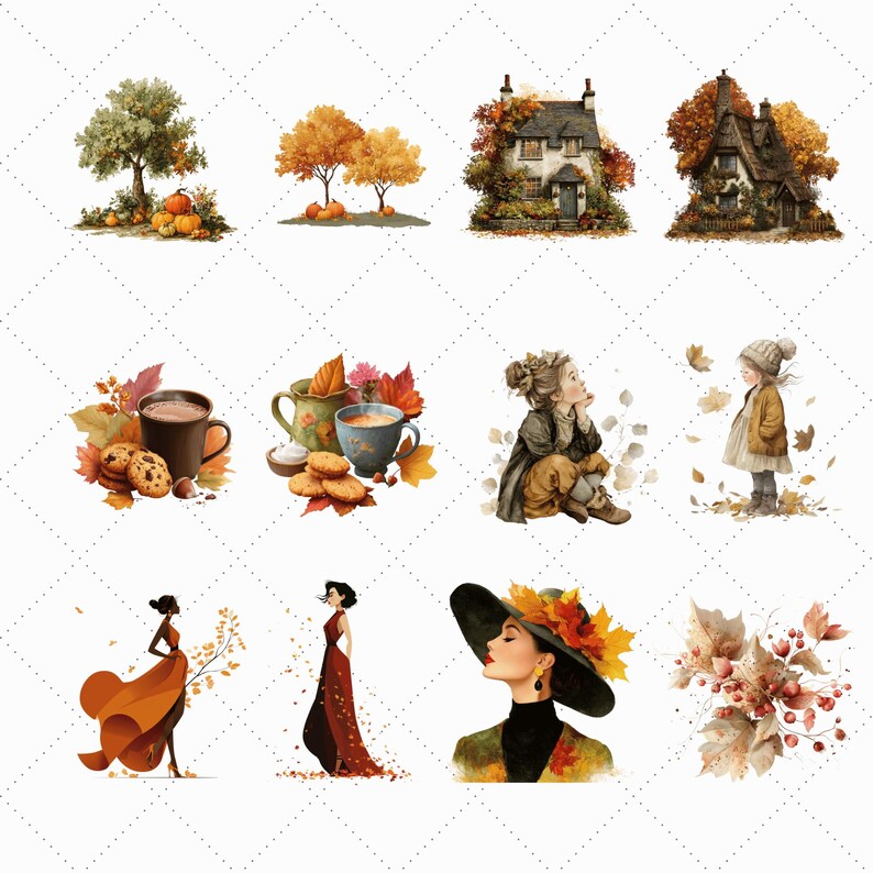 Autumn Clipart Bundle: Fall Leaves, Pumpkins, Acorns (PNG, 300 DPI) - Etsy