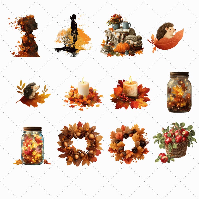 Autumn Clipart Bundle: Fall Leaves, Pumpkins, Acorns (PNG, 300 DPI) - Etsy