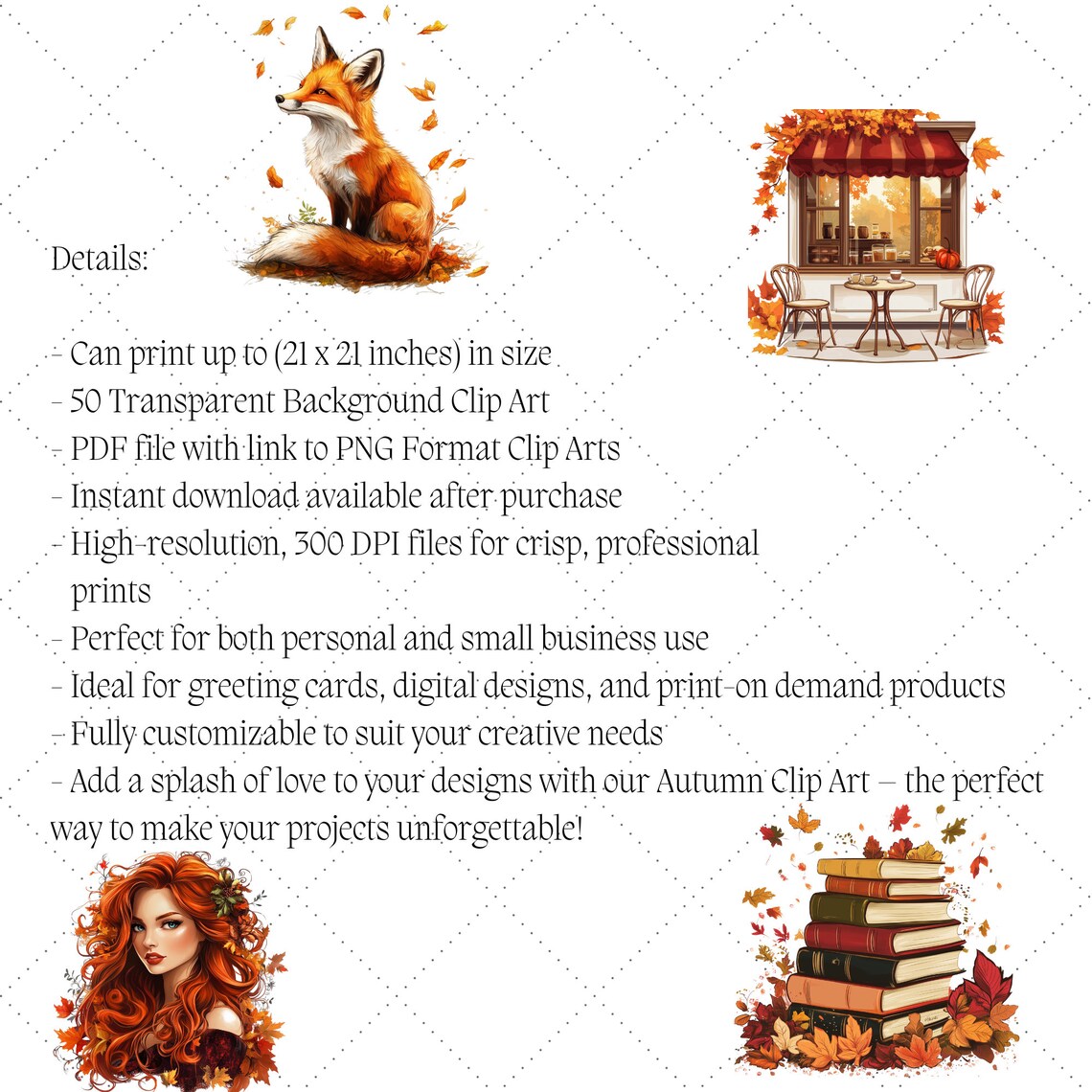 Autumn Collection 50 PNG Clip Art Bundle | Fall Leaves, Pumpkins, Cozy ...