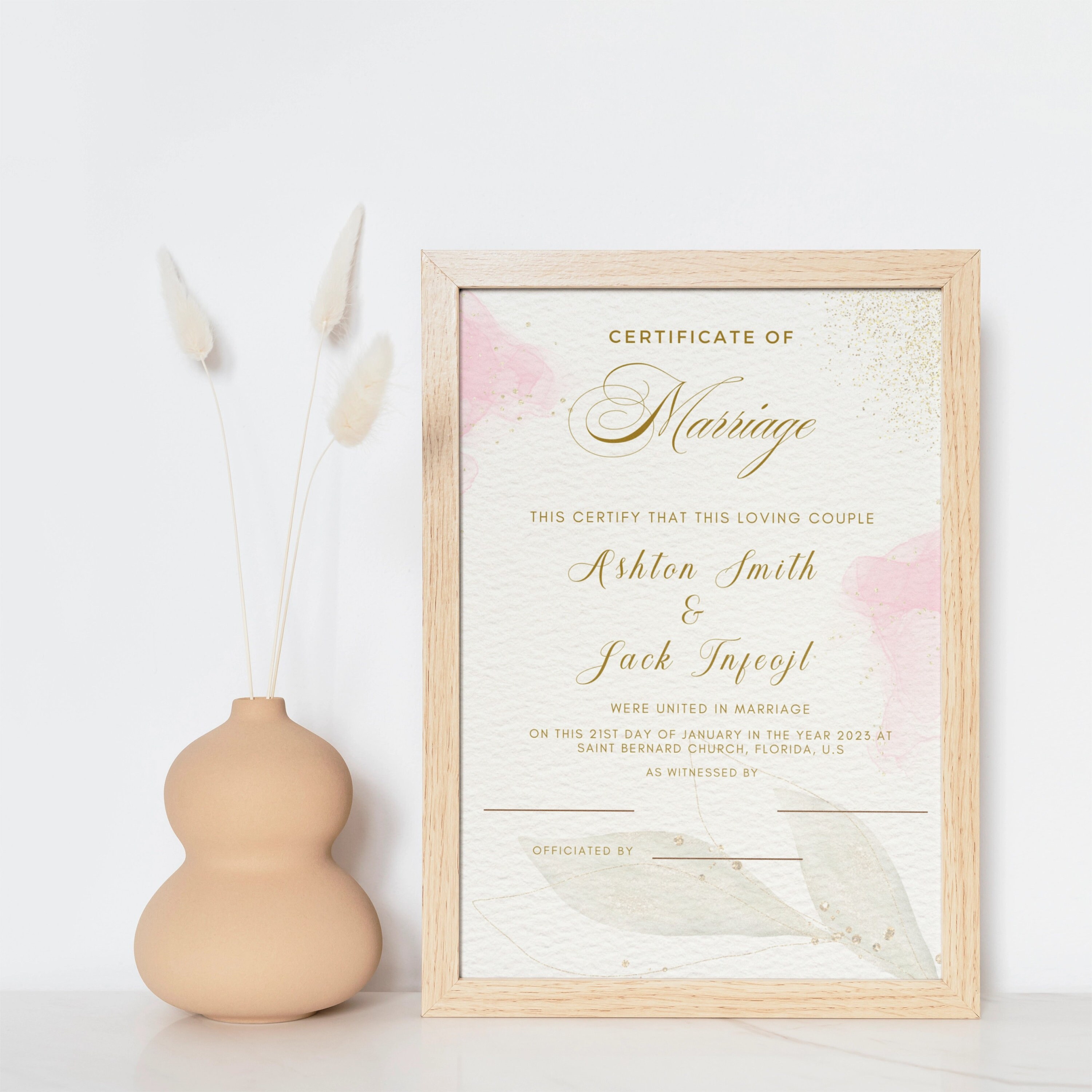 Editable Black & Gold Elegant Marriage Certificate, Sample Marriage ...
