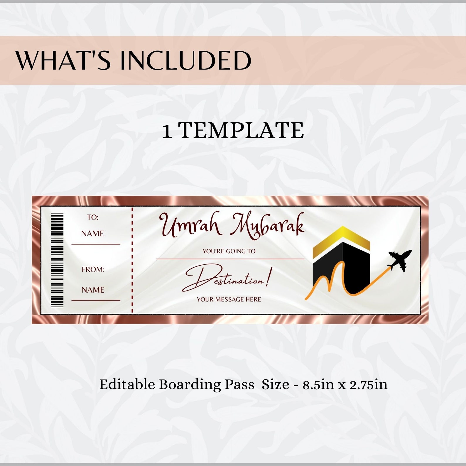 Luxury Hajj Umrah Mubarak Boarding Ticket Pass, Umrah Mubarak Flight ...