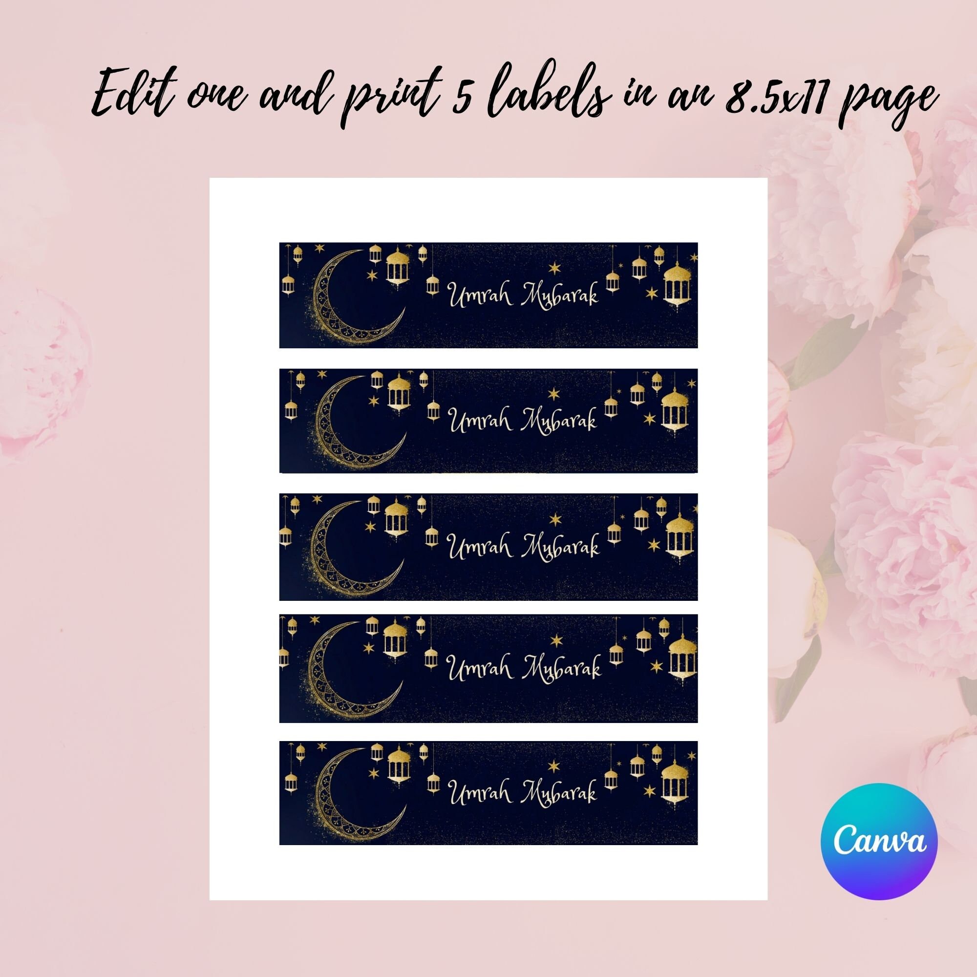 Umrah Mubarak Water Bottle Labels Iftar Decoration Editable Printable ...