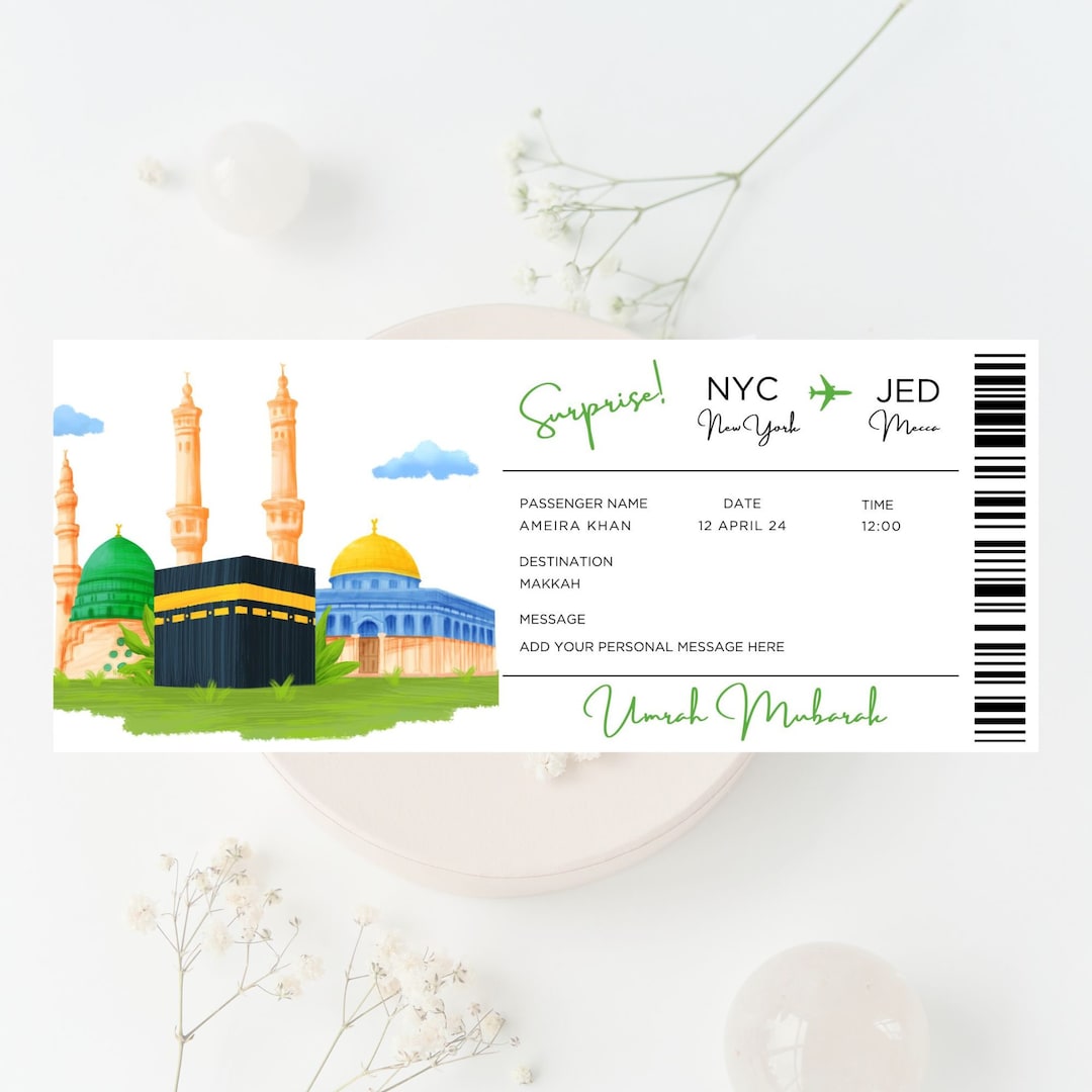 Customized Umrah Mubarak Boarding Pass Ticket Gift, Custom Travel ...