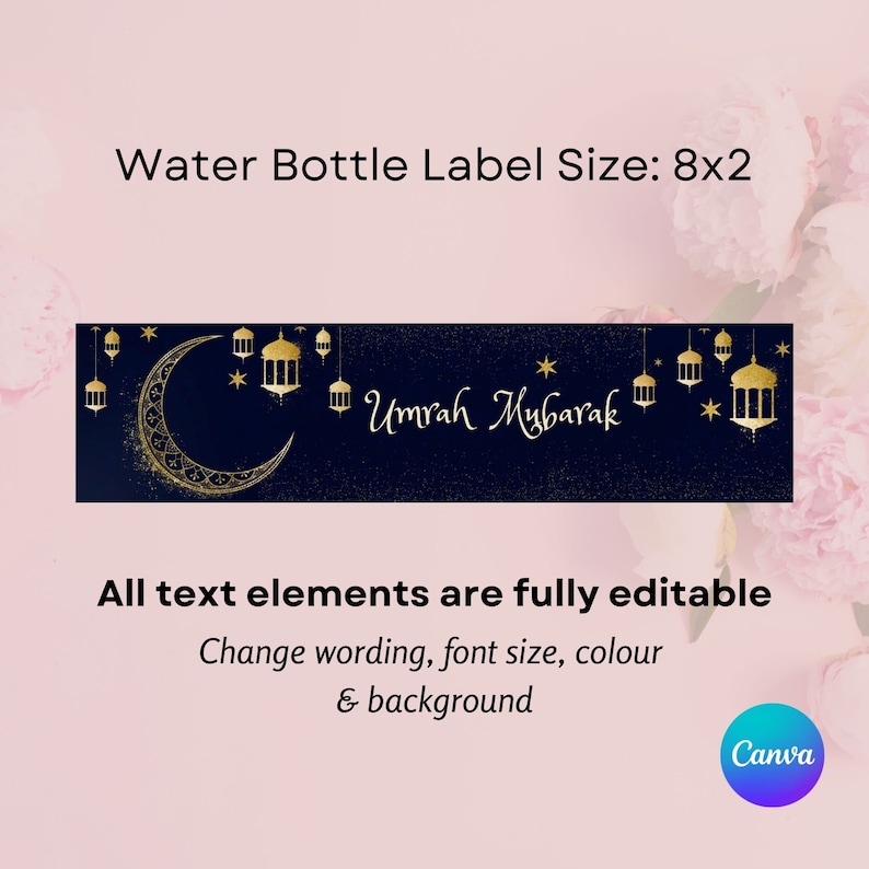Umrah Mubarak Water Bottle Labels Iftar Decoration Editable Printable ...