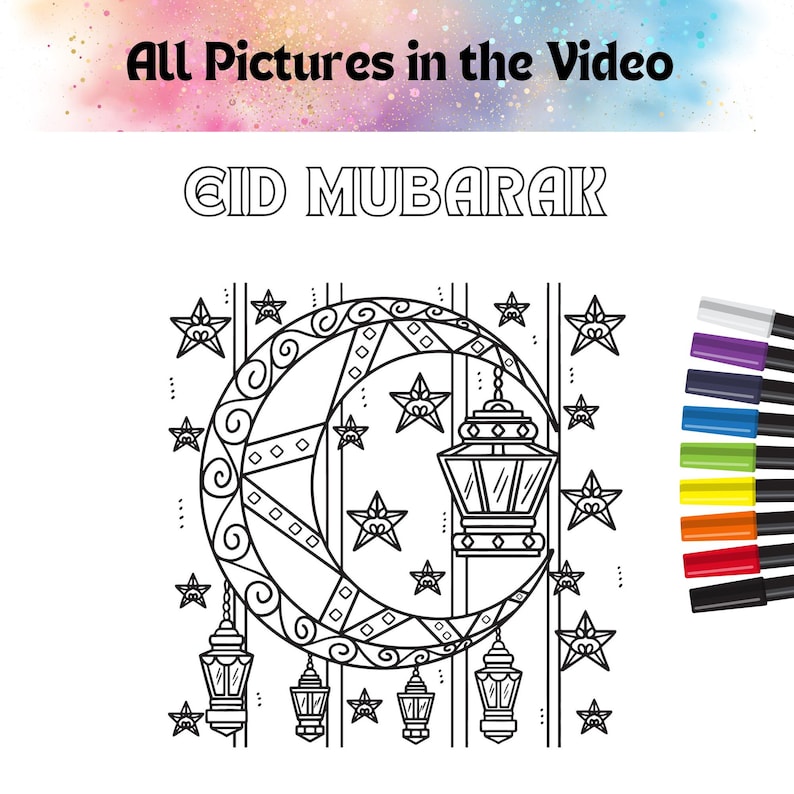 Eid Coloring Pages for Kids & Adults Bundle, Children Islamic ...