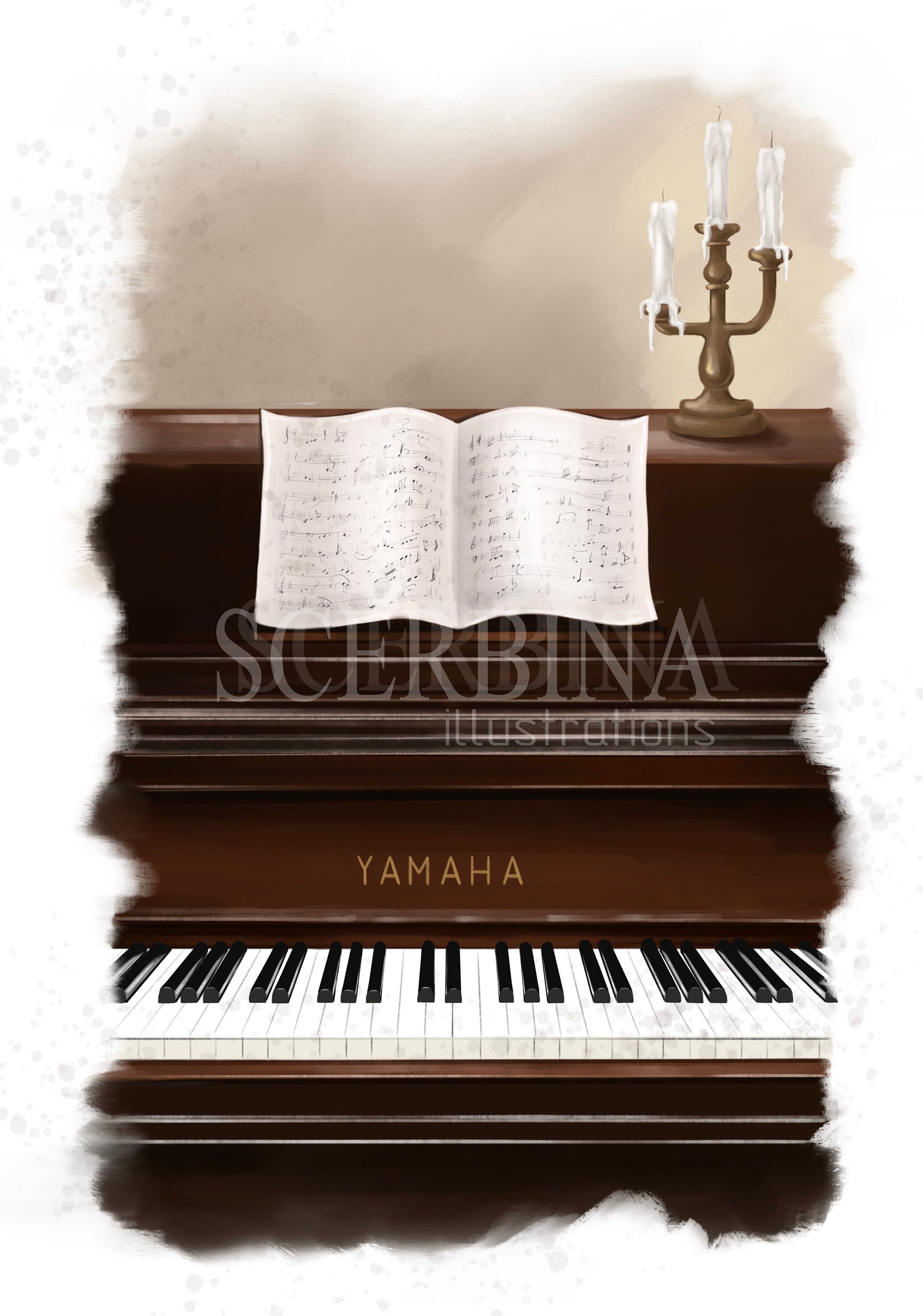 Piano, Piano Clipart, Music, Musical Instruments Clipart, Watercolor ...